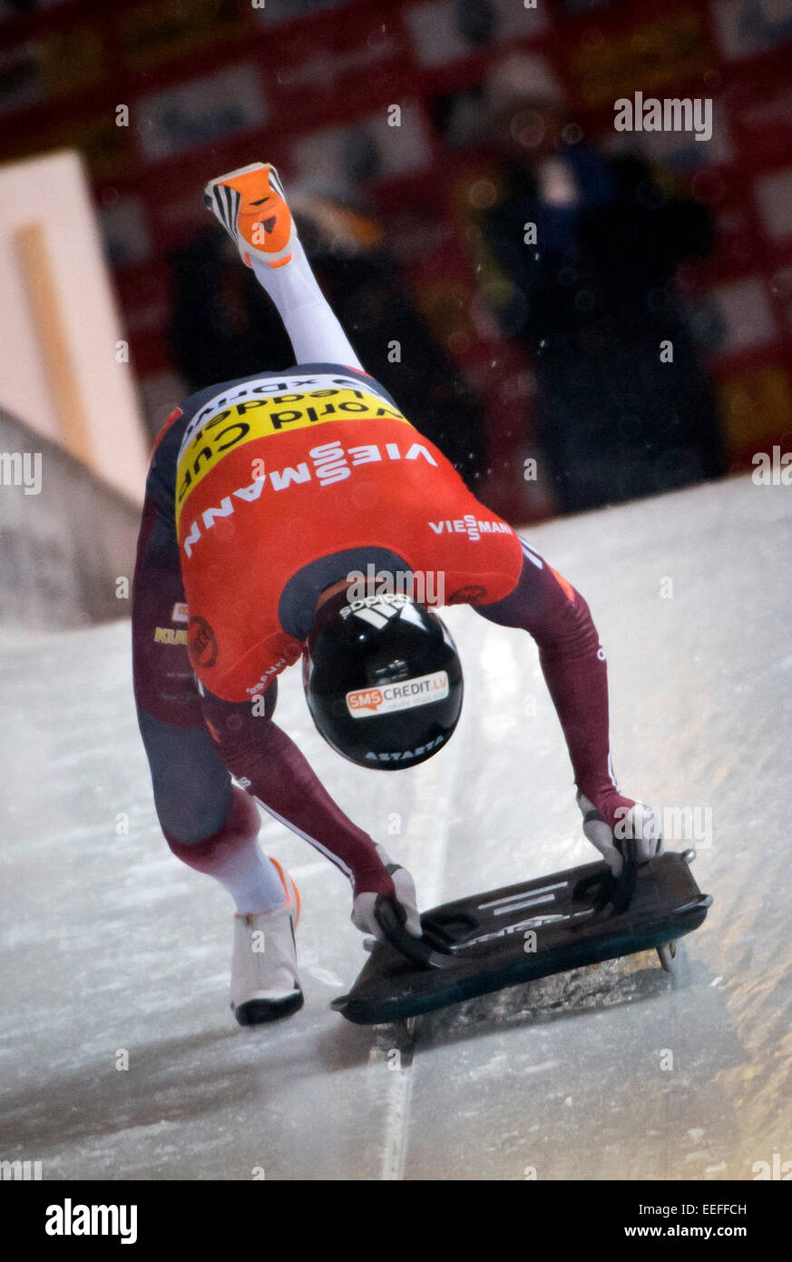 Koenigssee, Germany. 17th Jan, 2015. Tomass Dukurs of Latvia in action ...