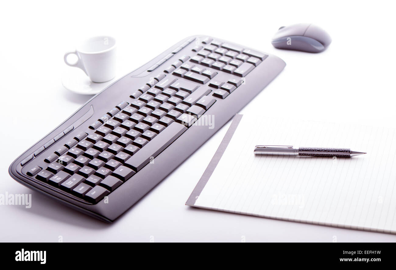 Keyboard on office desk used by a businesswoman Stock Photo - Alamy