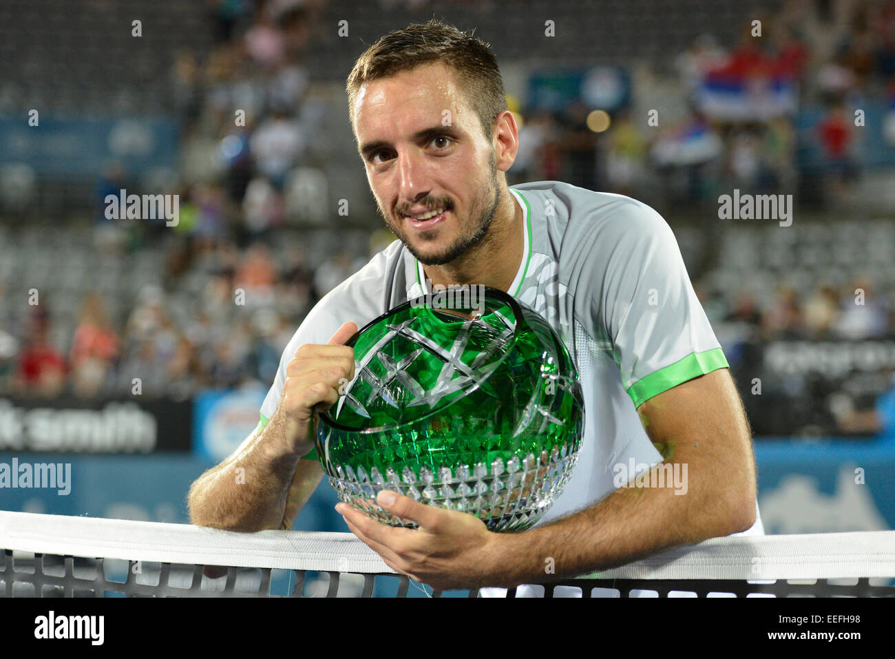 Sydney, Australia. 17th Jan, 2015. Victor Troicki (SRB) wins the final ...