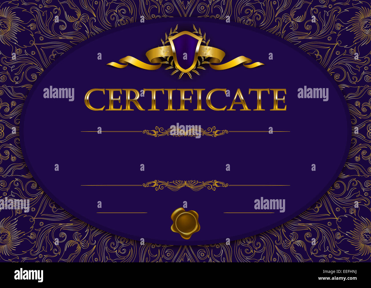 Elegant template of diploma with decoration of lace pattern, ribbon ...