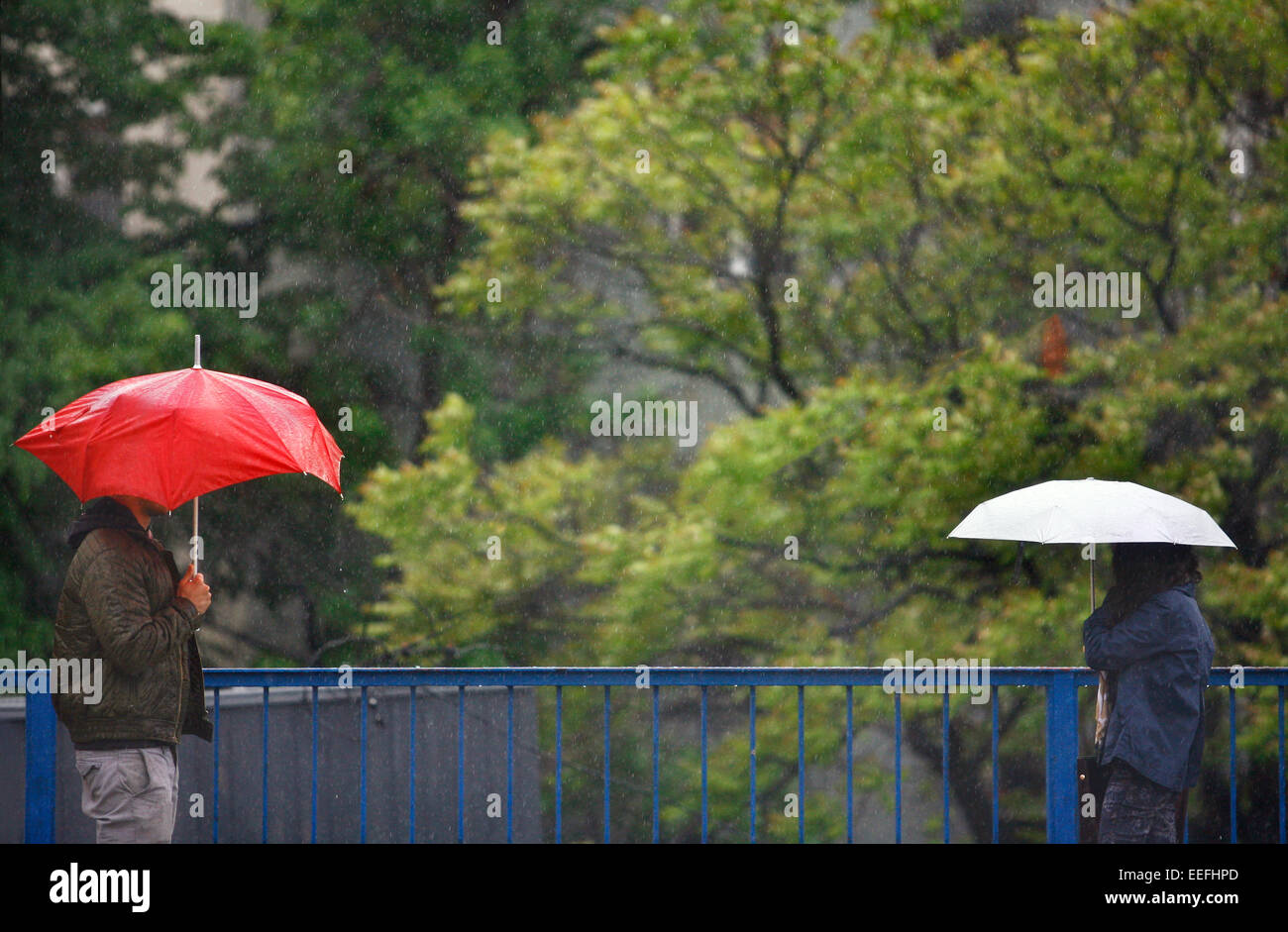 Two People in Rainy Day Stock Photo - Alamy