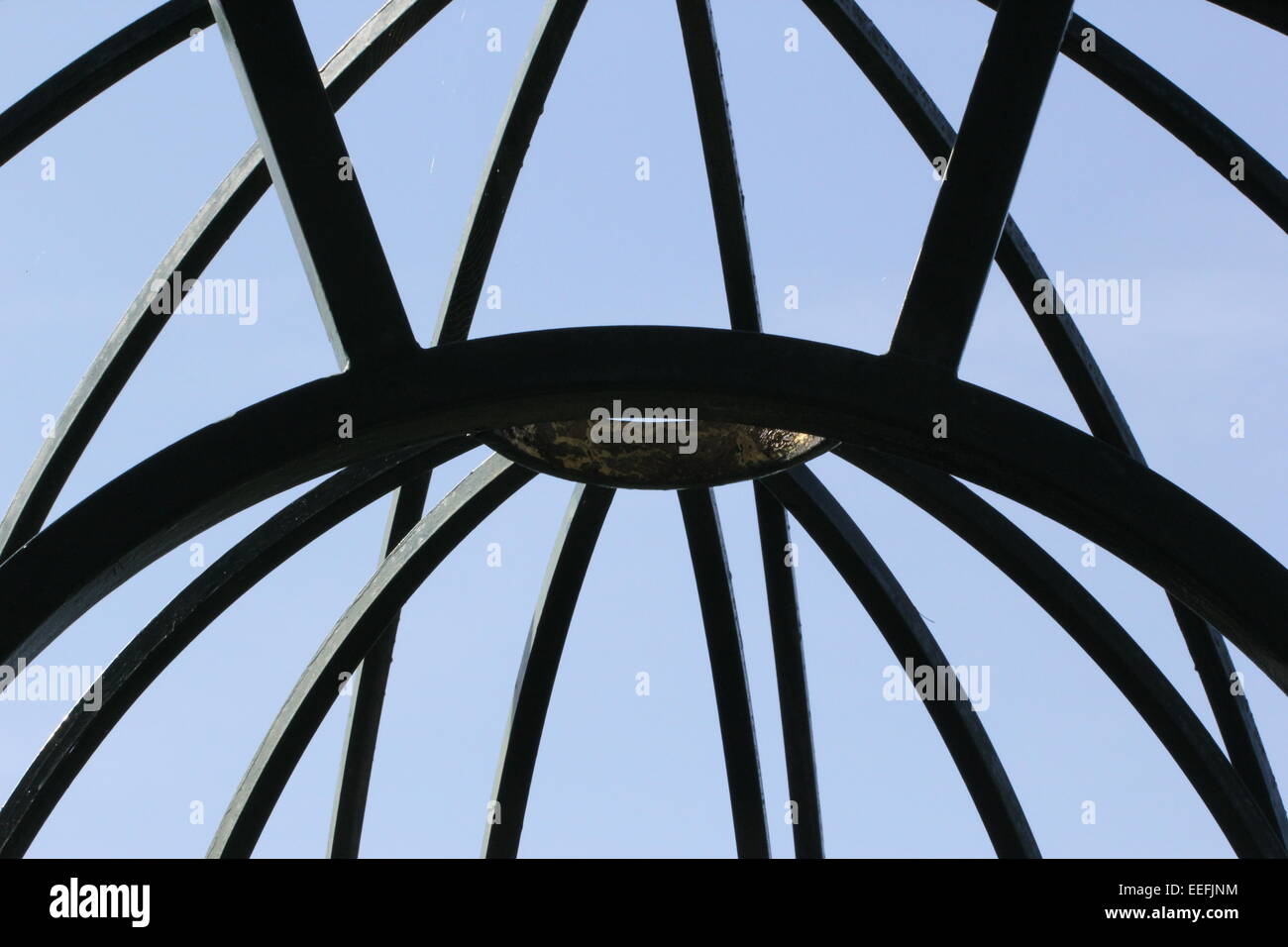 Metal barred pergola against a clear blue sky Stock Photo - Alamy