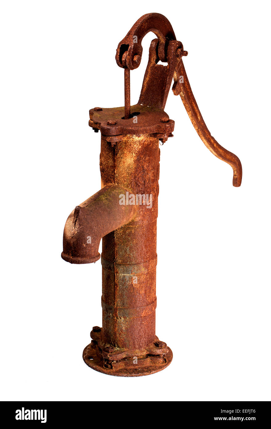 A old rusted water pump isolated on a white background Stock Photo - Alamy