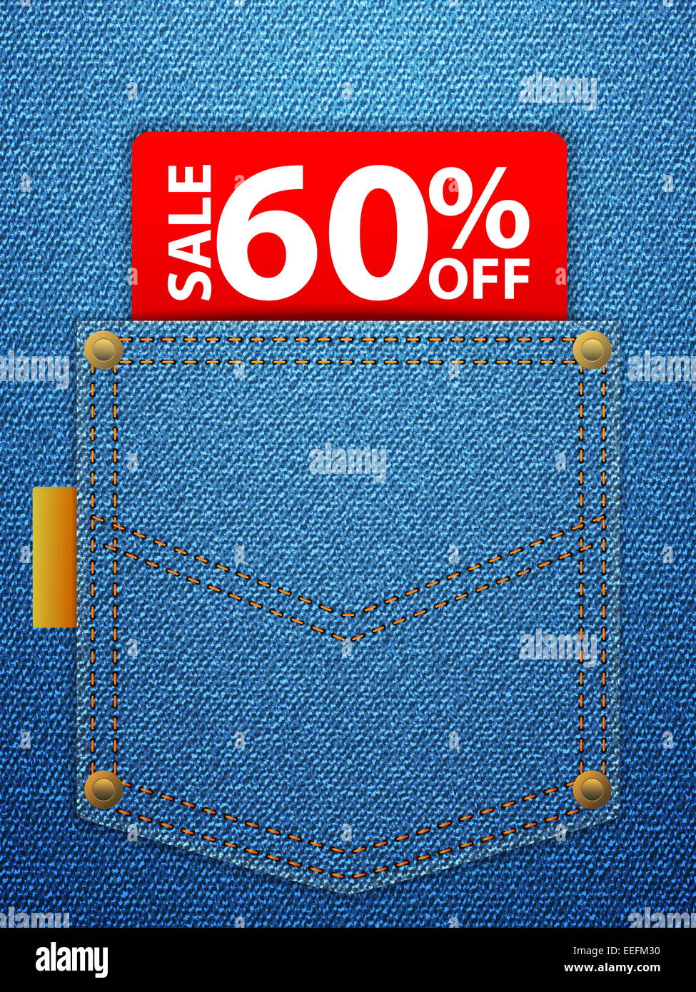 Sale off tag in blue denim pocket Stock Photo - Alamy
