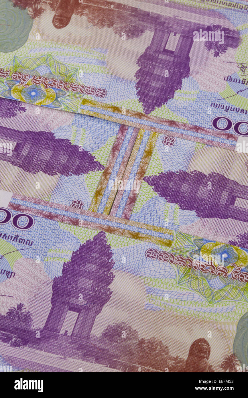 Different Riel banknotes from Cambodia on the table Stock Photo - Alamy