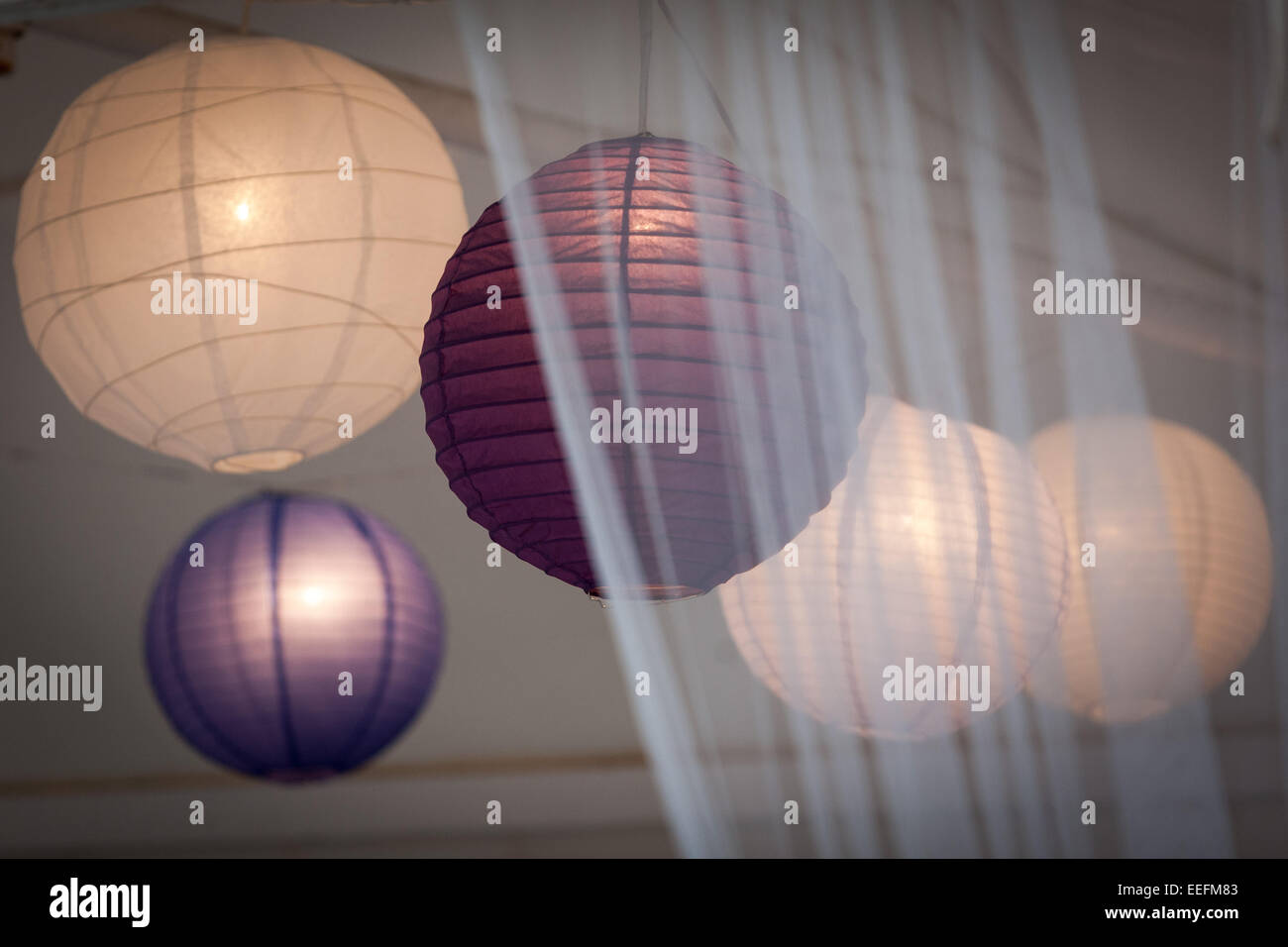 collection of round paper lights shades Stock Photo - Alamy