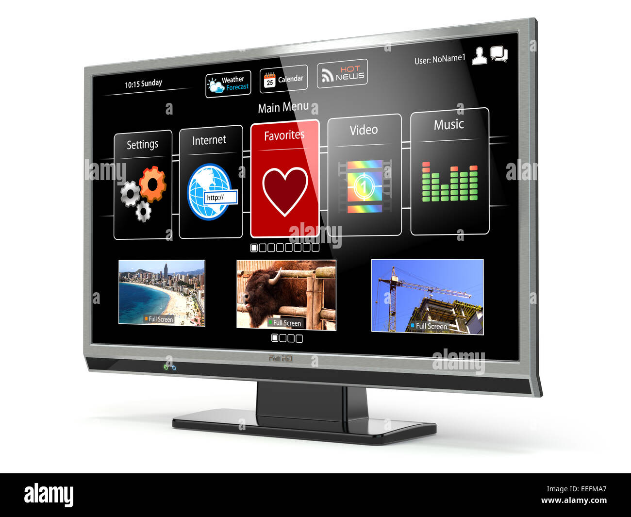 Smart TV flat screen lcd or plasma with web interface isolated on white ...