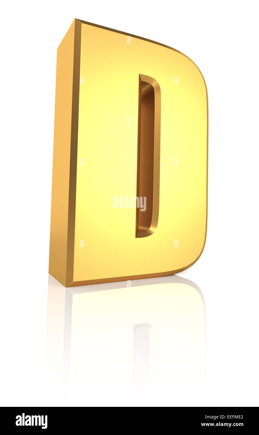 3d rendering golden letter D isolated on white background Stock Photo ...