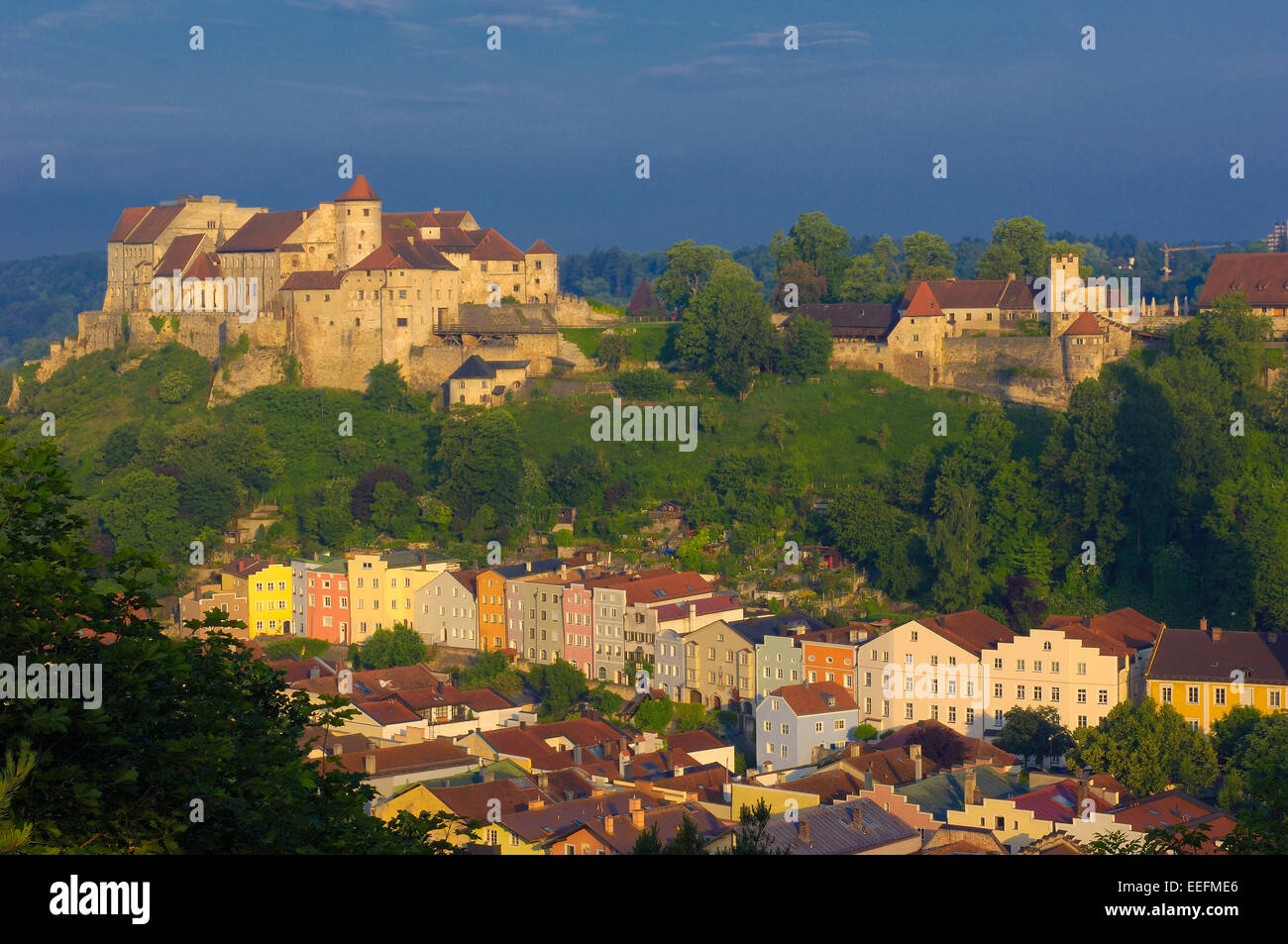 Burghausen, Castle, Salzach River, Altotting district, Upper Bavaria ...