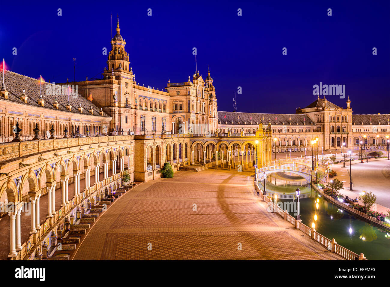 A view of the Plaza de Espana in Seville at dusk, Spain Stock Photo - Alamy
