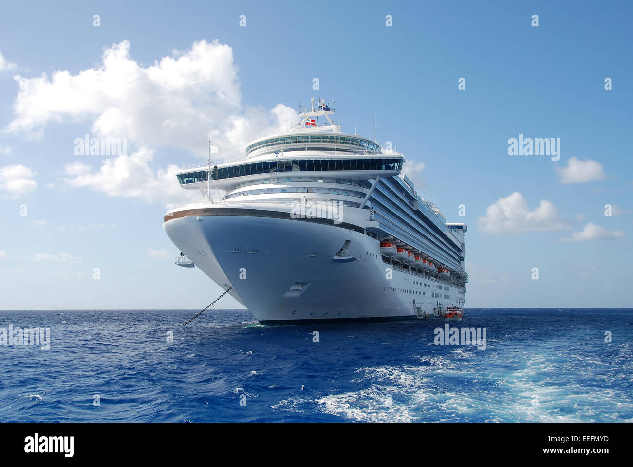 Cruise ship in open water front view Stock Photo - Alamy