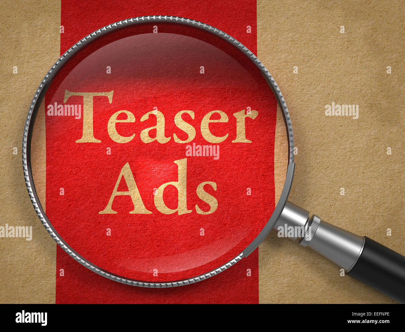 Teaser Ads through Magnifying Glass Stock Photo - Alamy
