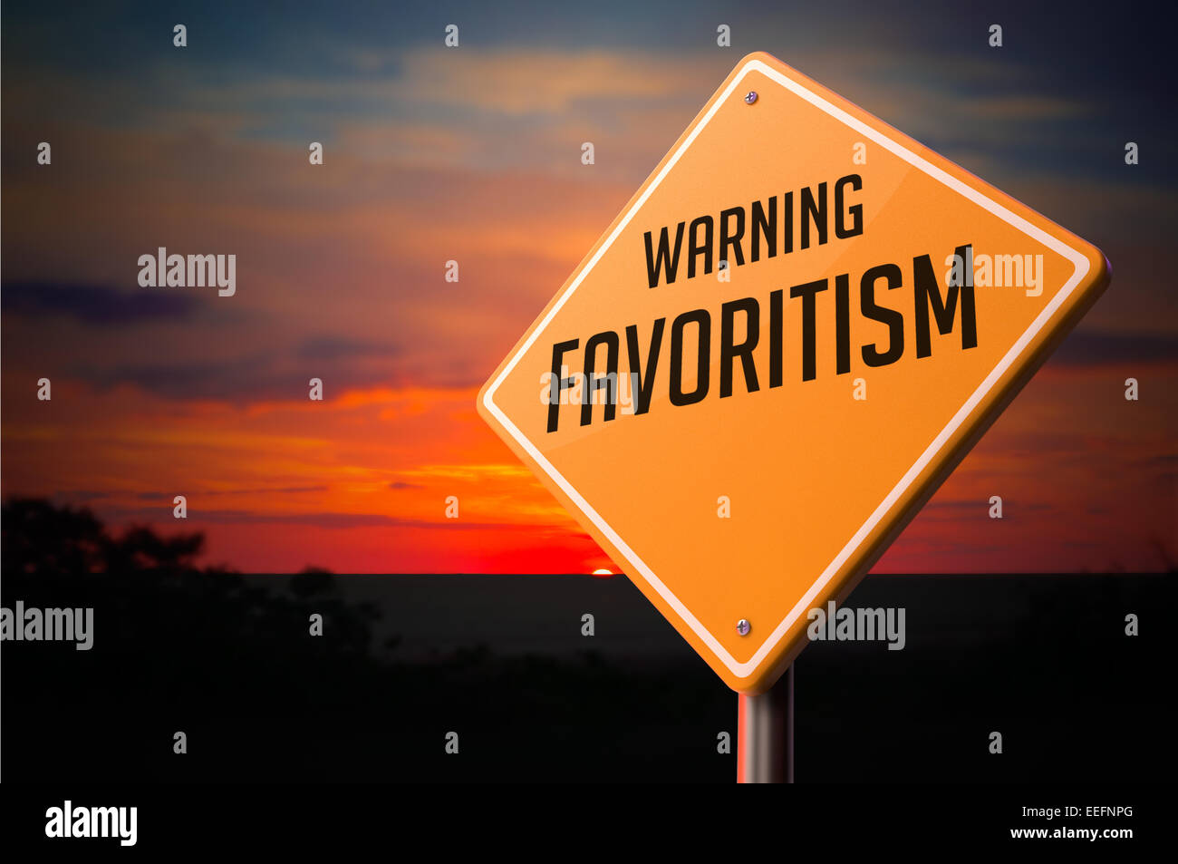 Favoritism on Warning Road Sign Stock Photo - Alamy