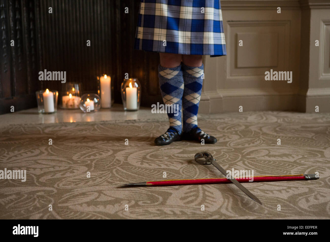 lower view of the start of the traditional Scottish highland sword ...