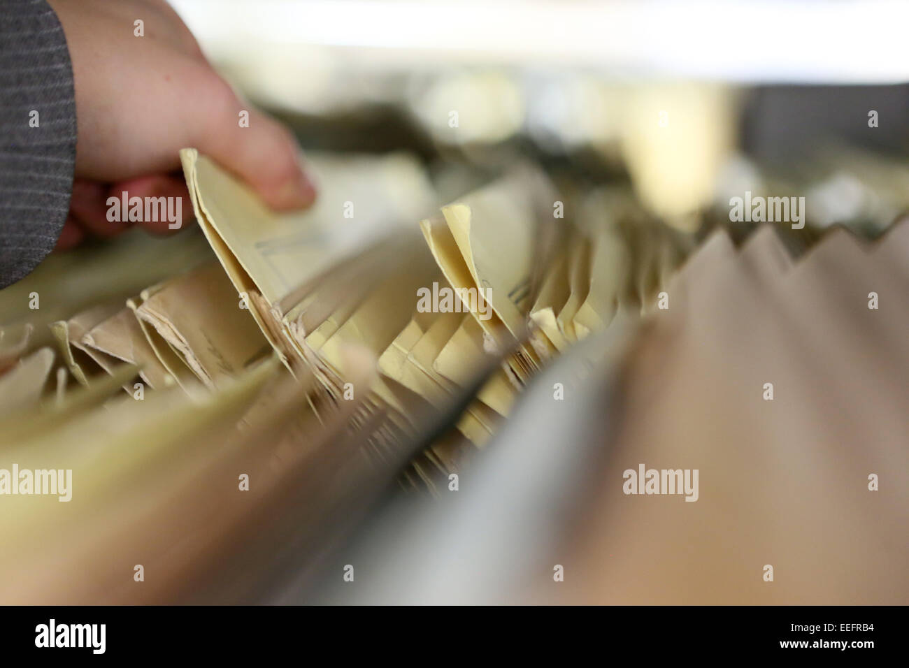 Berlin, Germany. 17th Jan, 2015. Stasi files are visible in the Stasi ...