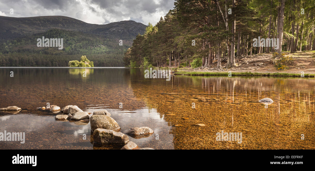Castle on Loch an Eilein near Aviemore in the Highlands of Scotland ...