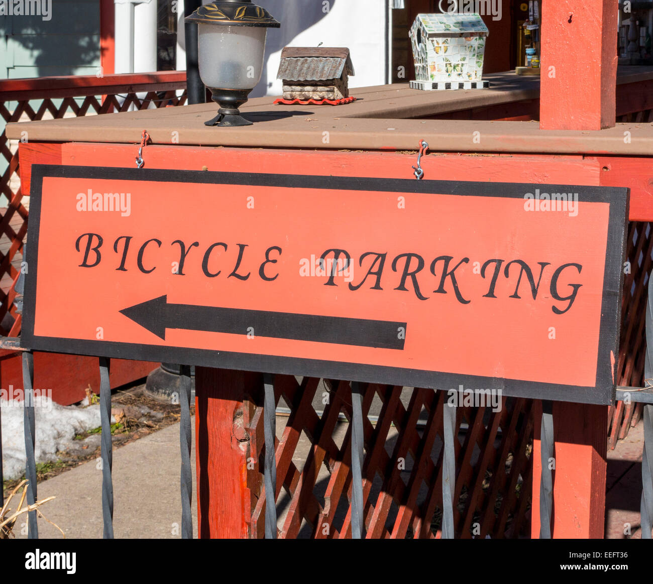 Bicycle parking sign in Basalt, Colorado Stock Photo - Alamy