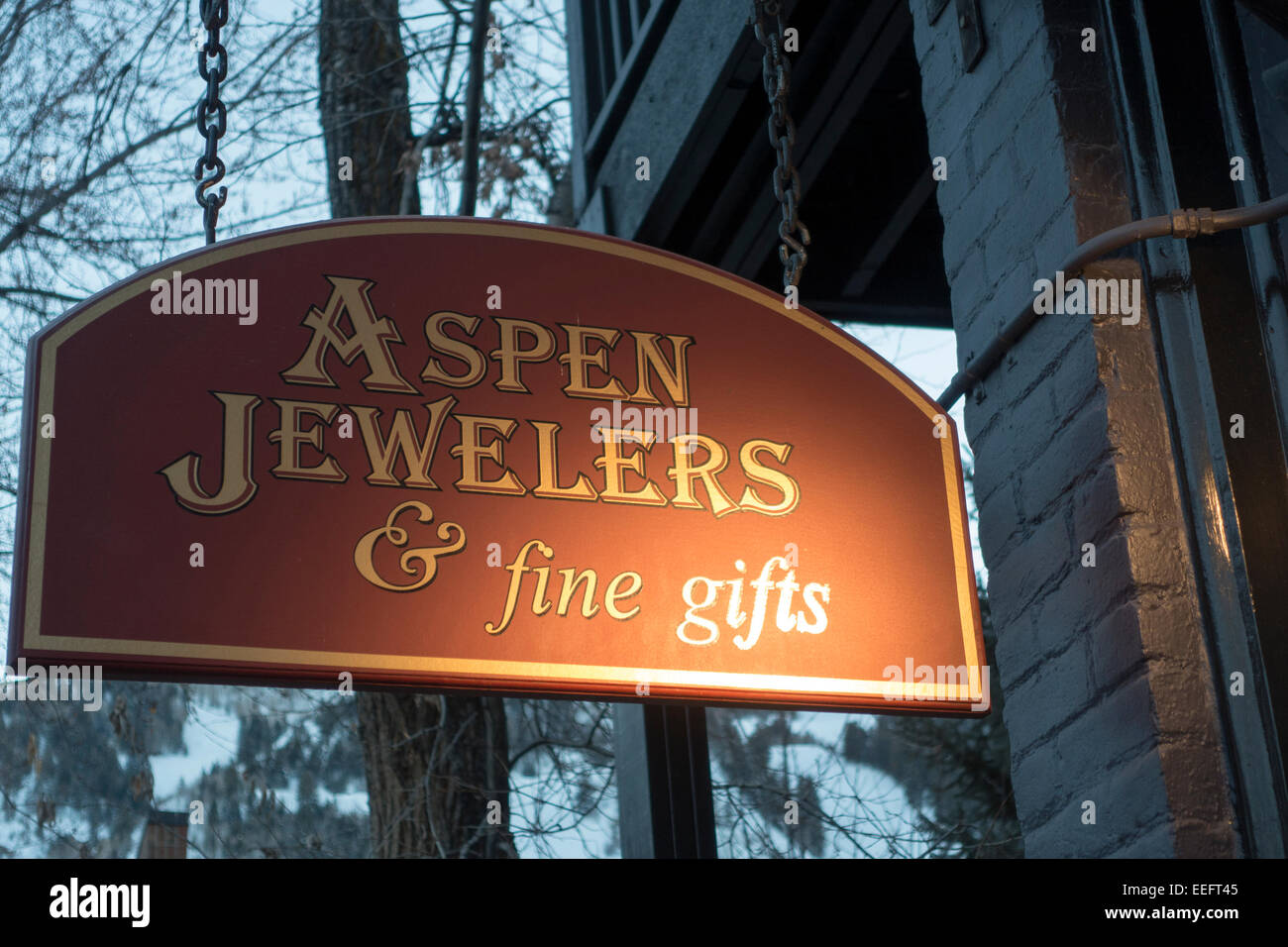 Sign above a jewelry shop in Aspen, Colorado Stock Photo - Alamy