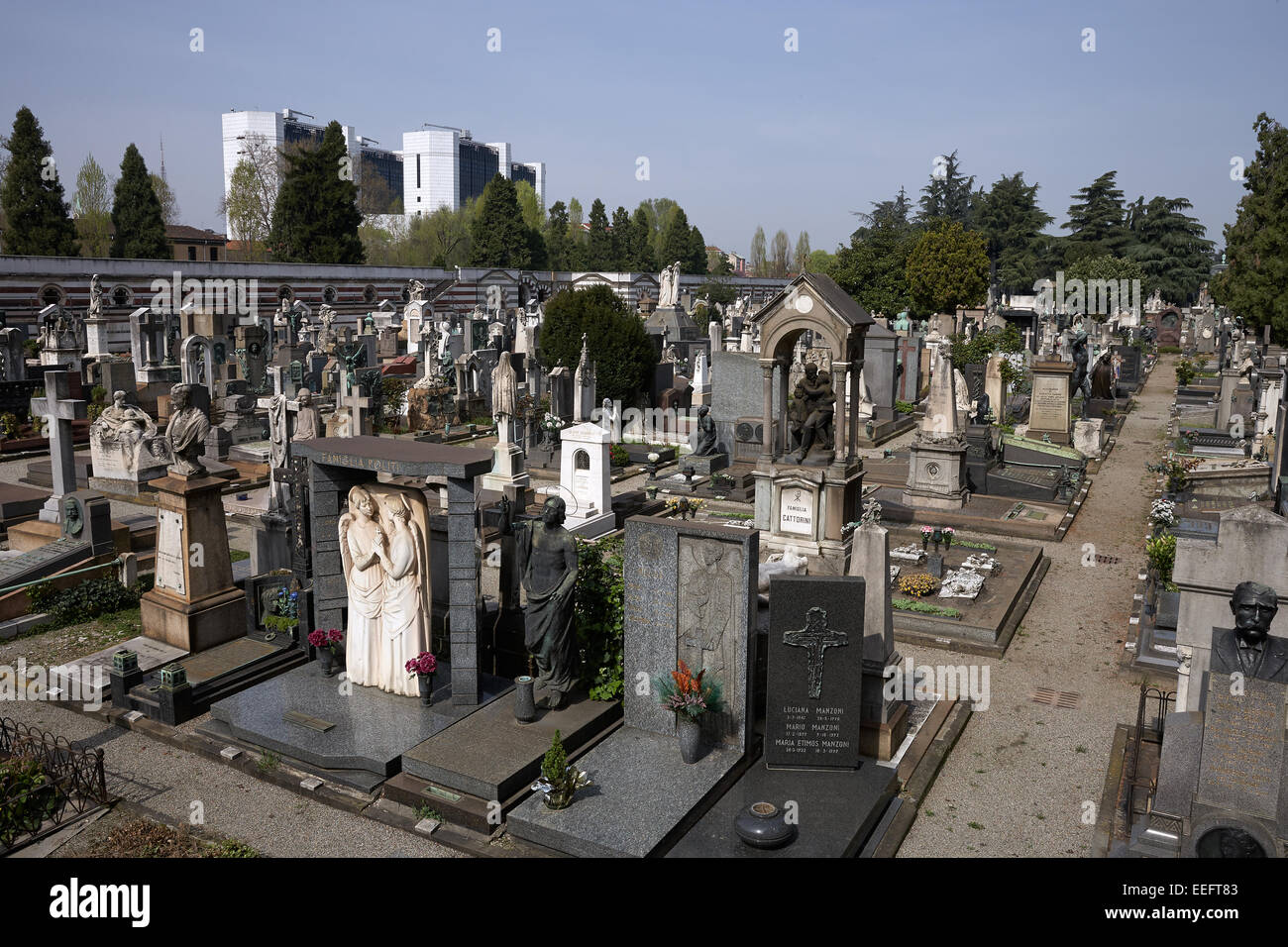 Milan, Italy, magnificent grave times and mausoleums on the Cimitero ...