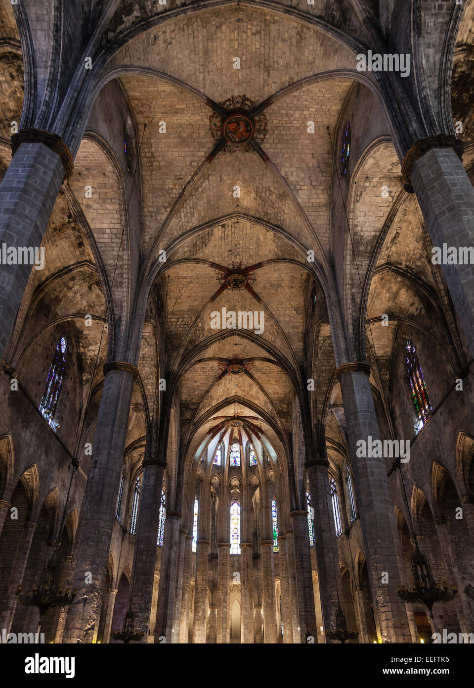 Interior of Santa Maria del Mar, the most beautiful gothic church in ...