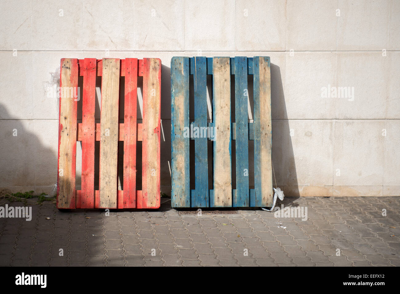 Two wooden palettes Stock Photo - Alamy