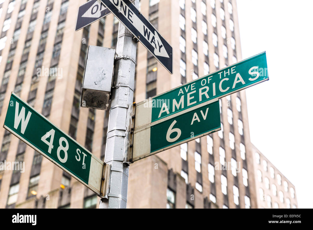 Americas Avenue signs & W 48 st New York Manhattan US Stock Photo - Alamy