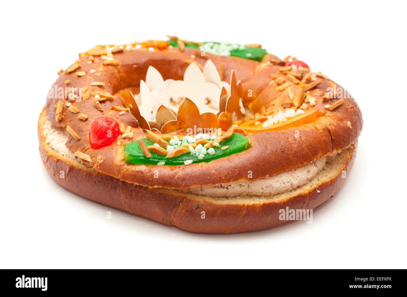 Traditional cake Roscon del Reyes isolated on white background Stock ...