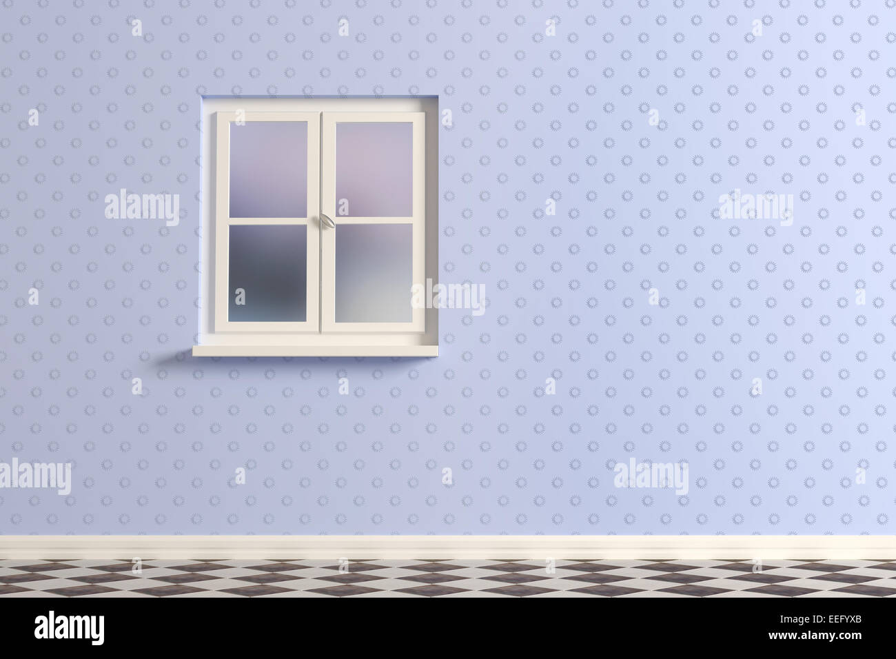3d rendering of a blue room and an a window Stock Photo - Alamy