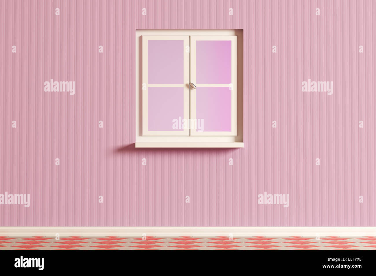 3d rendering of a pink room and an a window Stock Photo - Alamy
