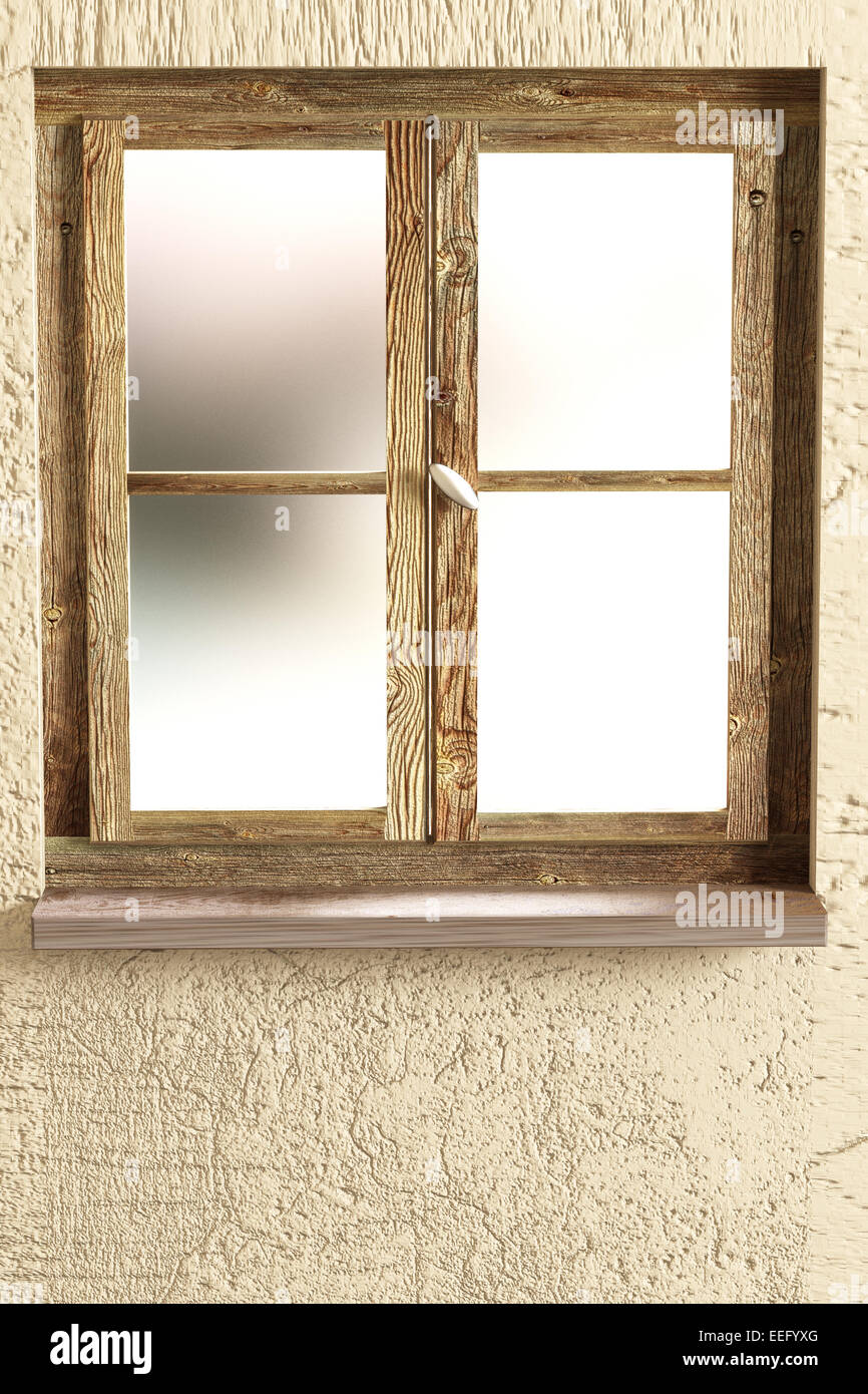 3d rendering of a vintage room and and an old window Stock Photo - Alamy