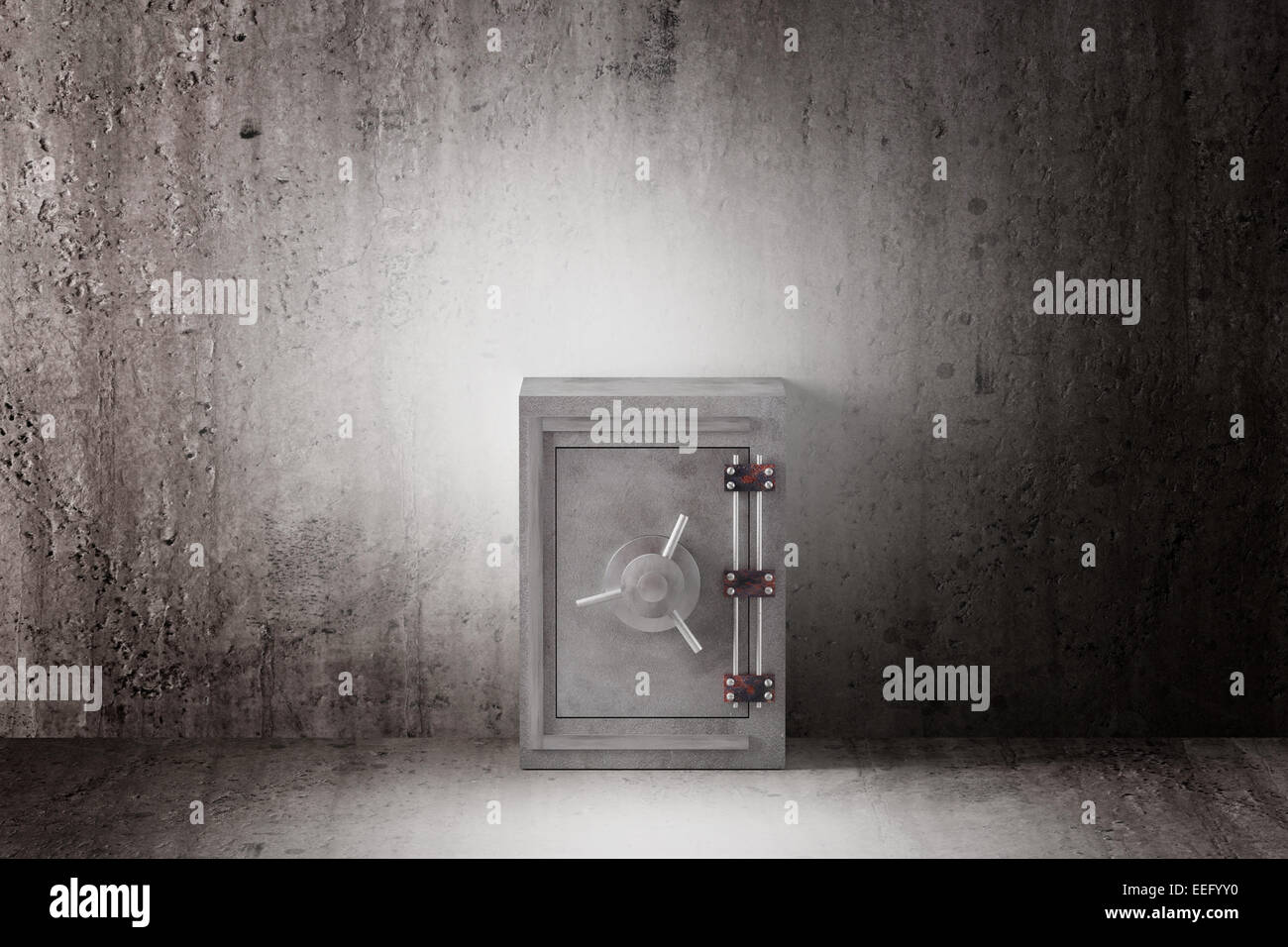 3d rendering of a security steel safe on a concrete room Stock Photo ...