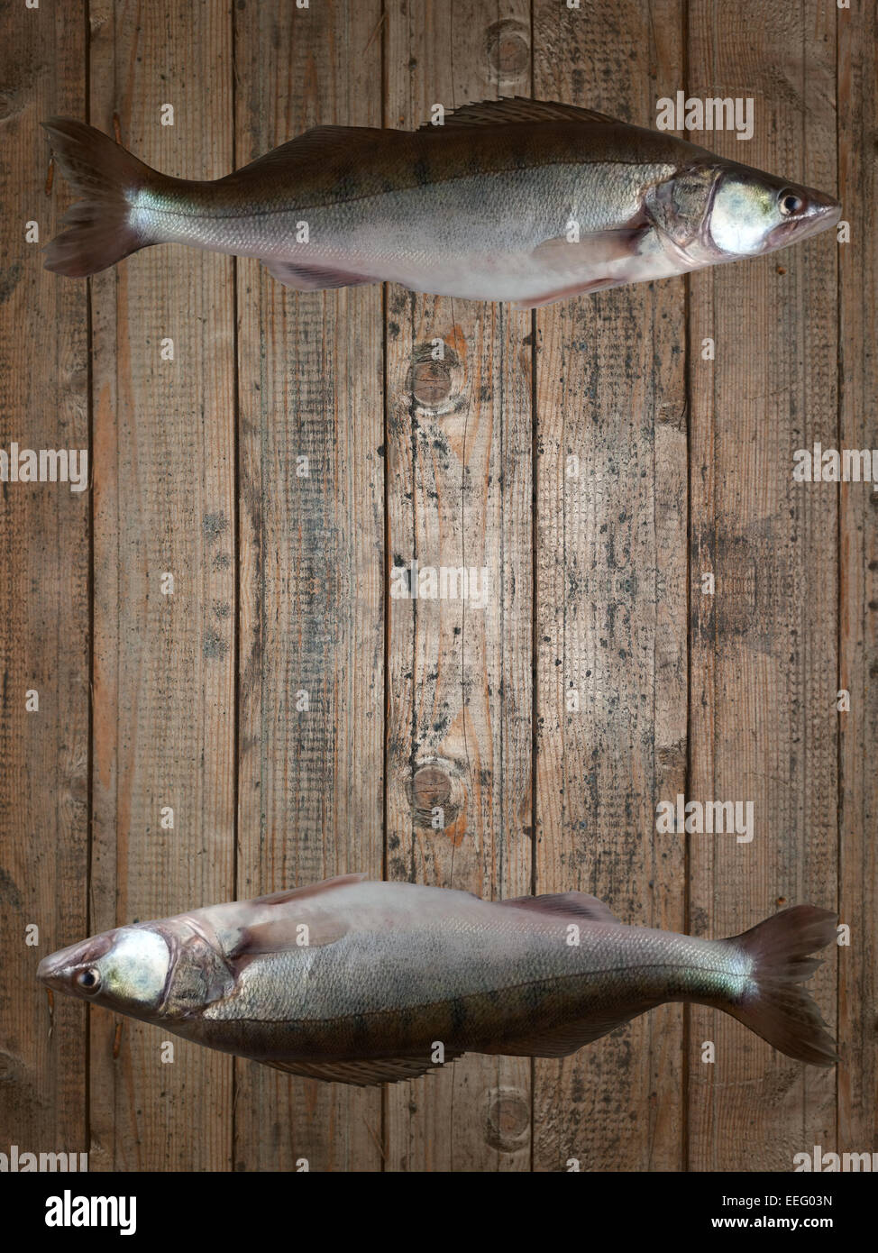 fish wood background decorative text place Stock Photo - Alamy