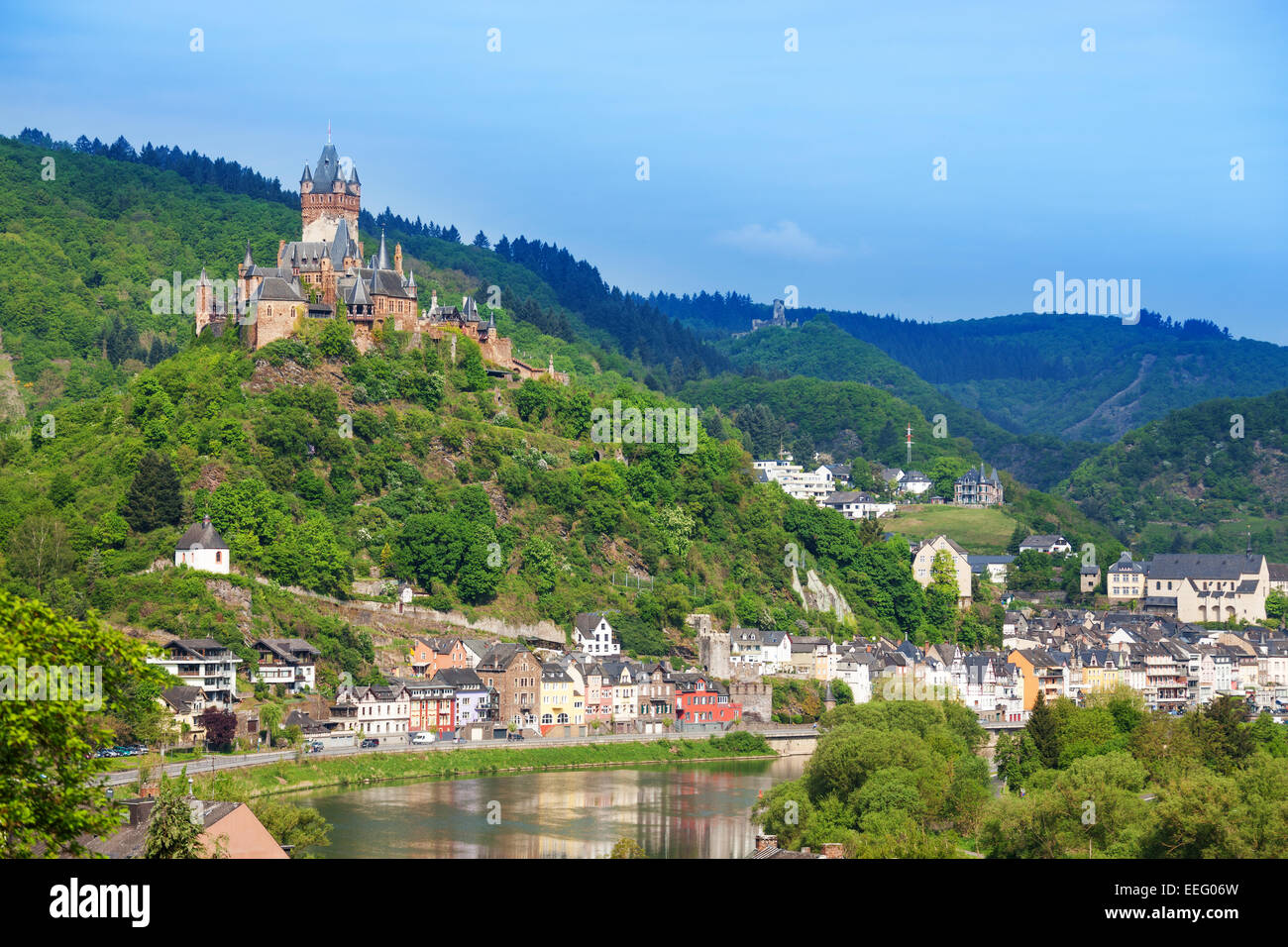Panorama of Cochem with Imperial castle Stock Photo - Alamy