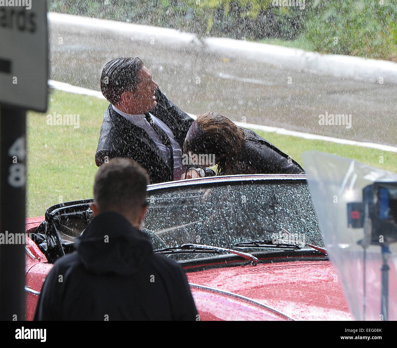 Tom Hardy films scenes for his new film 'Legend' on the Cedra Court ...