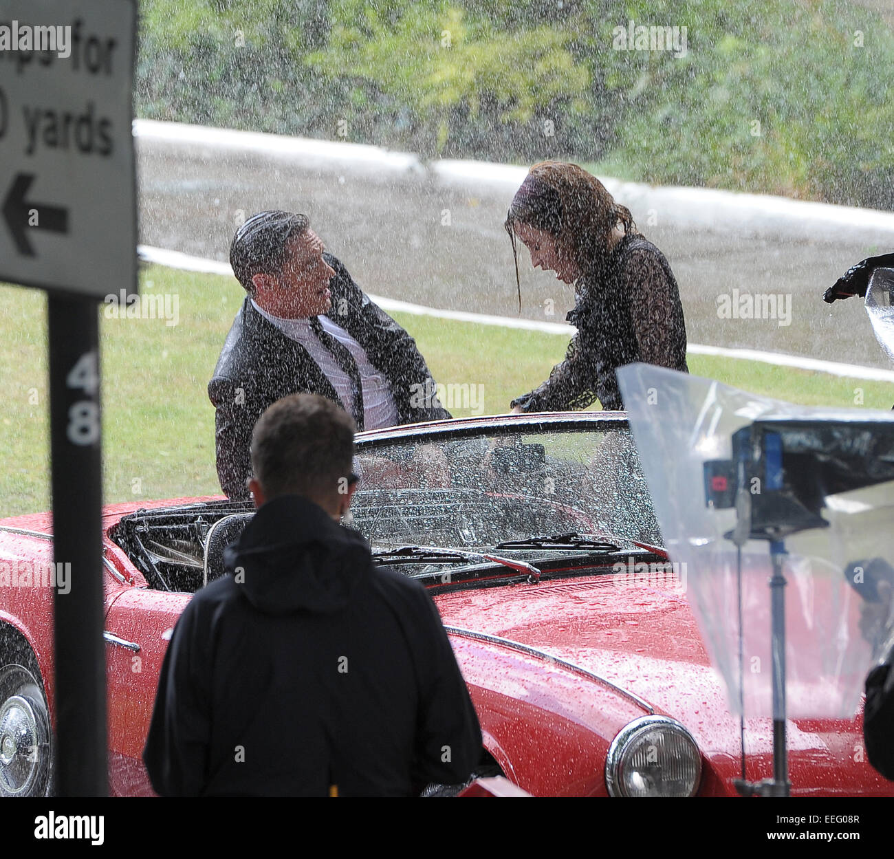 Tom Hardy films scenes for his new film 'Legend' on the Cedra Court ...