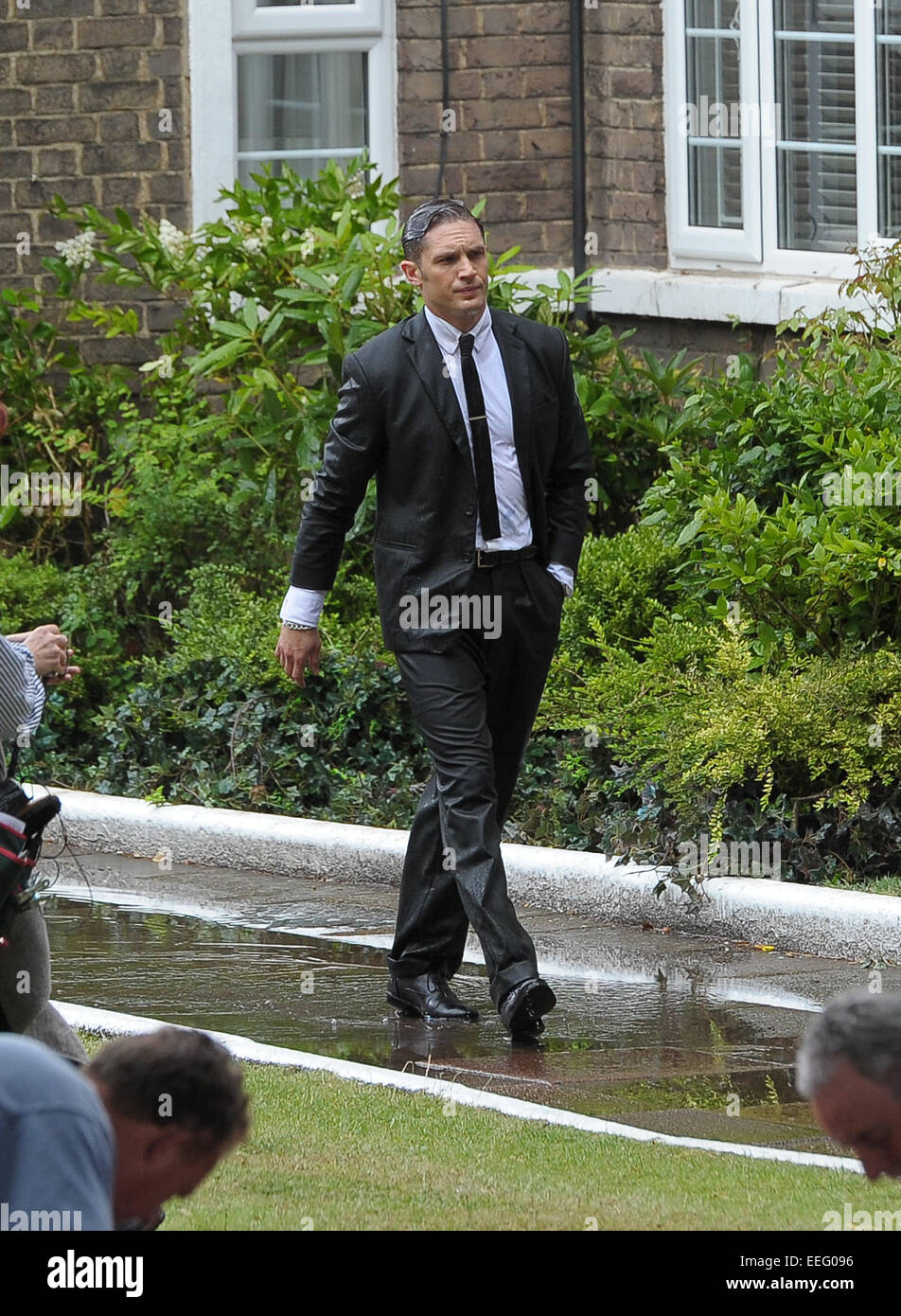 Tom Hardy films scenes for his new film 'Legend' on the Cedra Court ...