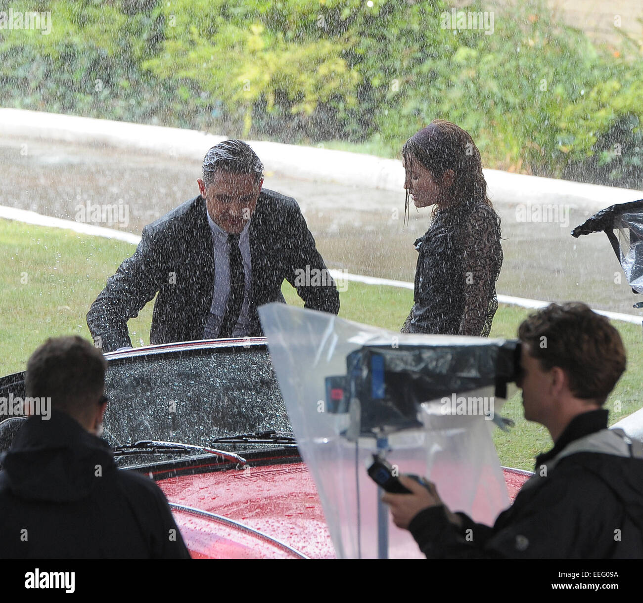 Tom Hardy films scenes for his new film 'Legend' on the Cedra Court ...