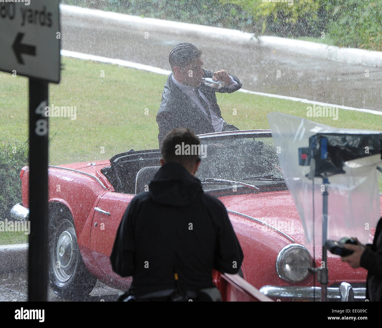 Tom Hardy films scenes for his new film 'Legend' on the Cedra Court ...
