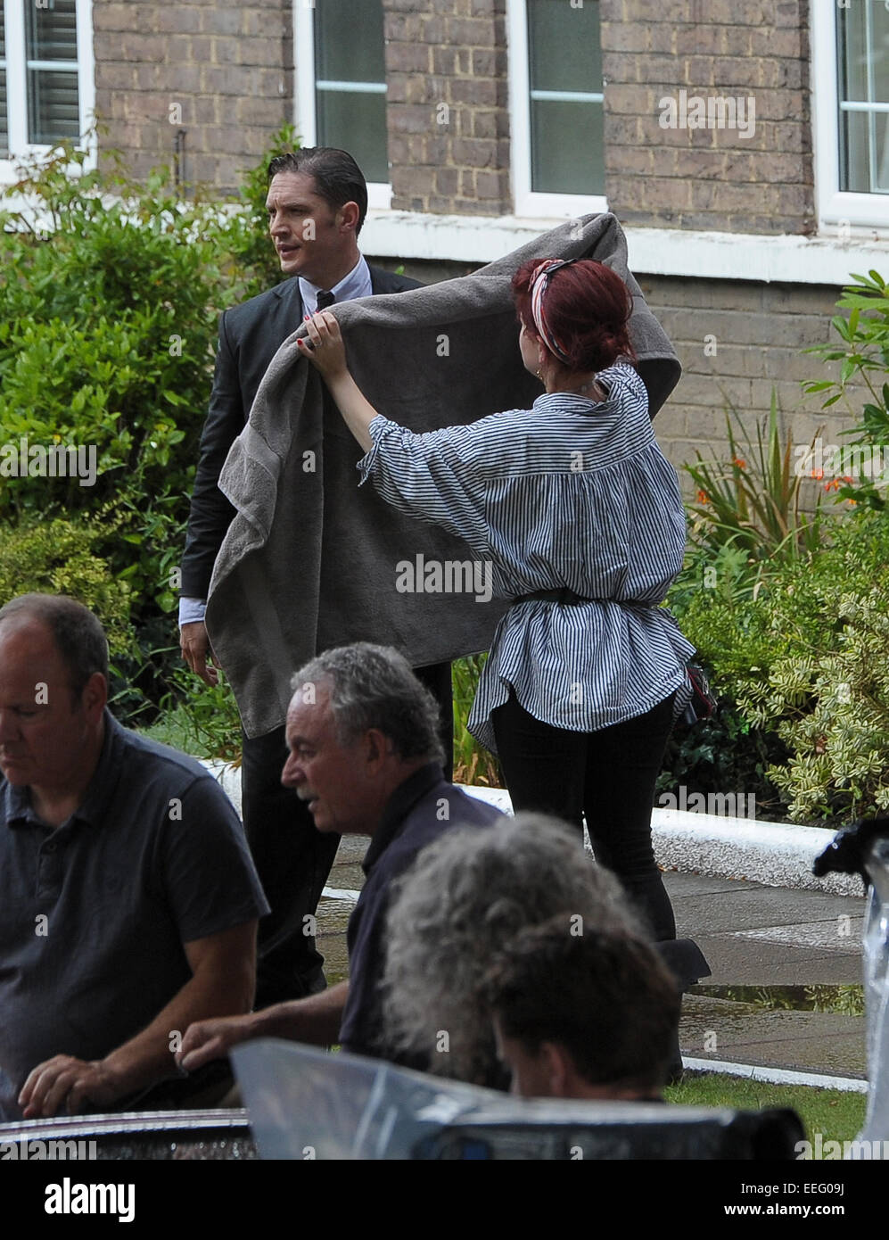 Tom Hardy films scenes for his new film 'Legend' on the Cedra Court ...