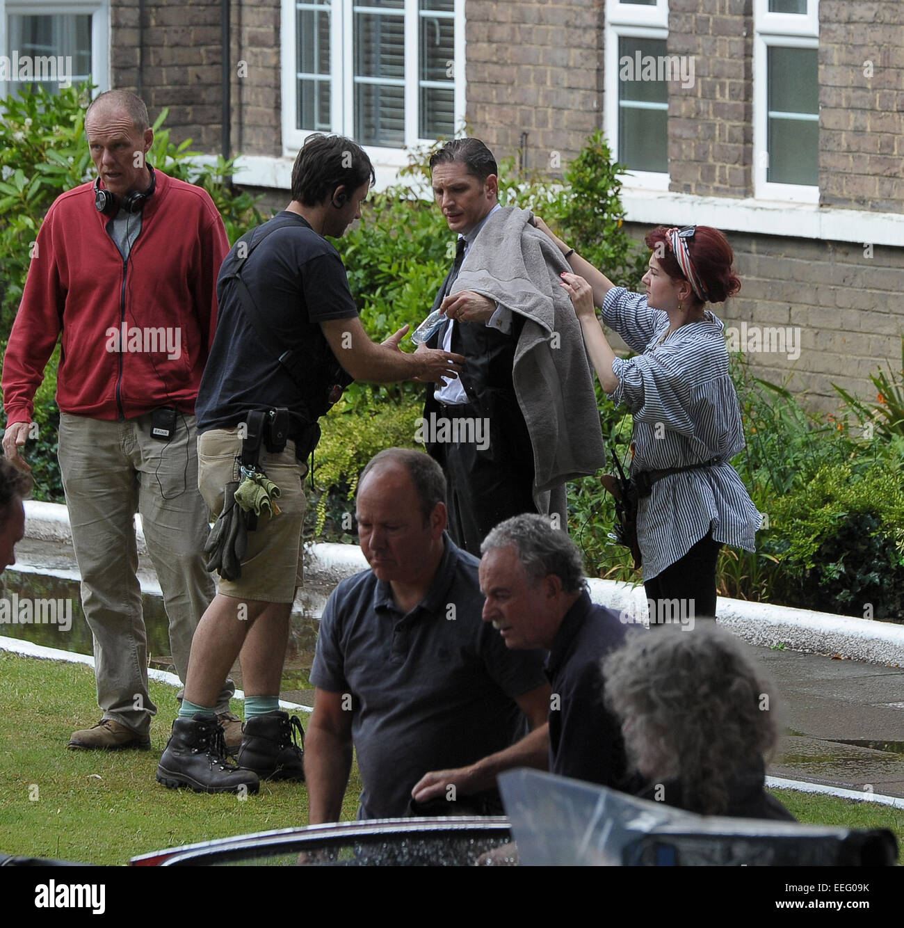 Tom Hardy films scenes for his new film 'Legend' on the Cedra Court ...
