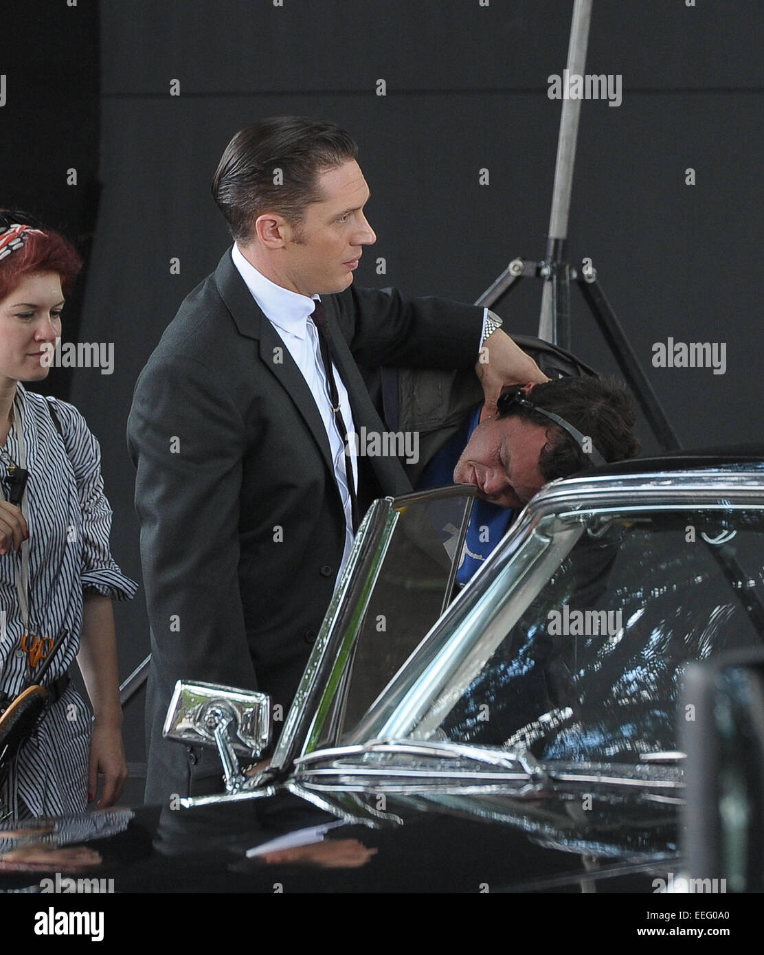 Tom Hardy films scenes for his new film 'Legend' on the Cedra Court ...