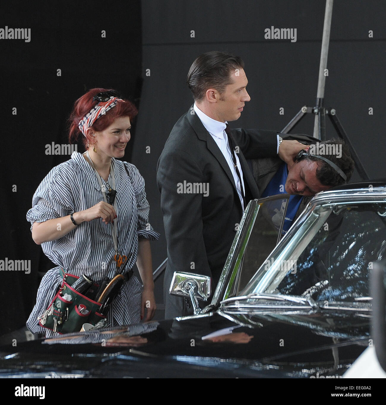 Tom Hardy films scenes for his new film 'Legend' on the Cedra Court ...