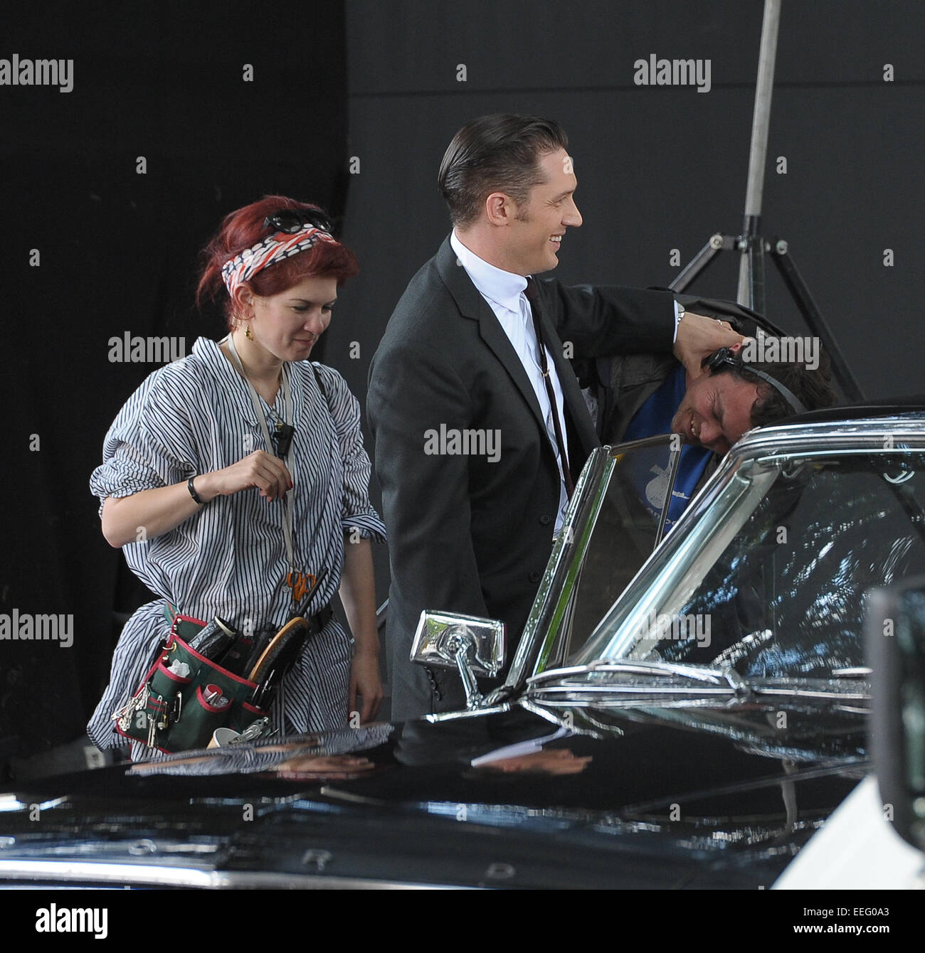 Tom Hardy films scenes for his new film 'Legend' on the Cedra Court ...