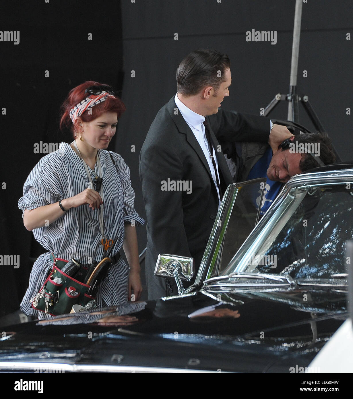 Tom Hardy films scenes for his new film 'Legend' on the Cedra Court ...