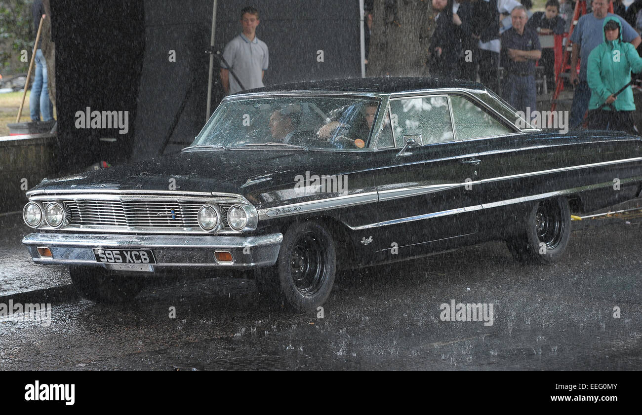 Tom Hardy films scenes for his new film 'Legend' on the Cedra Court ...