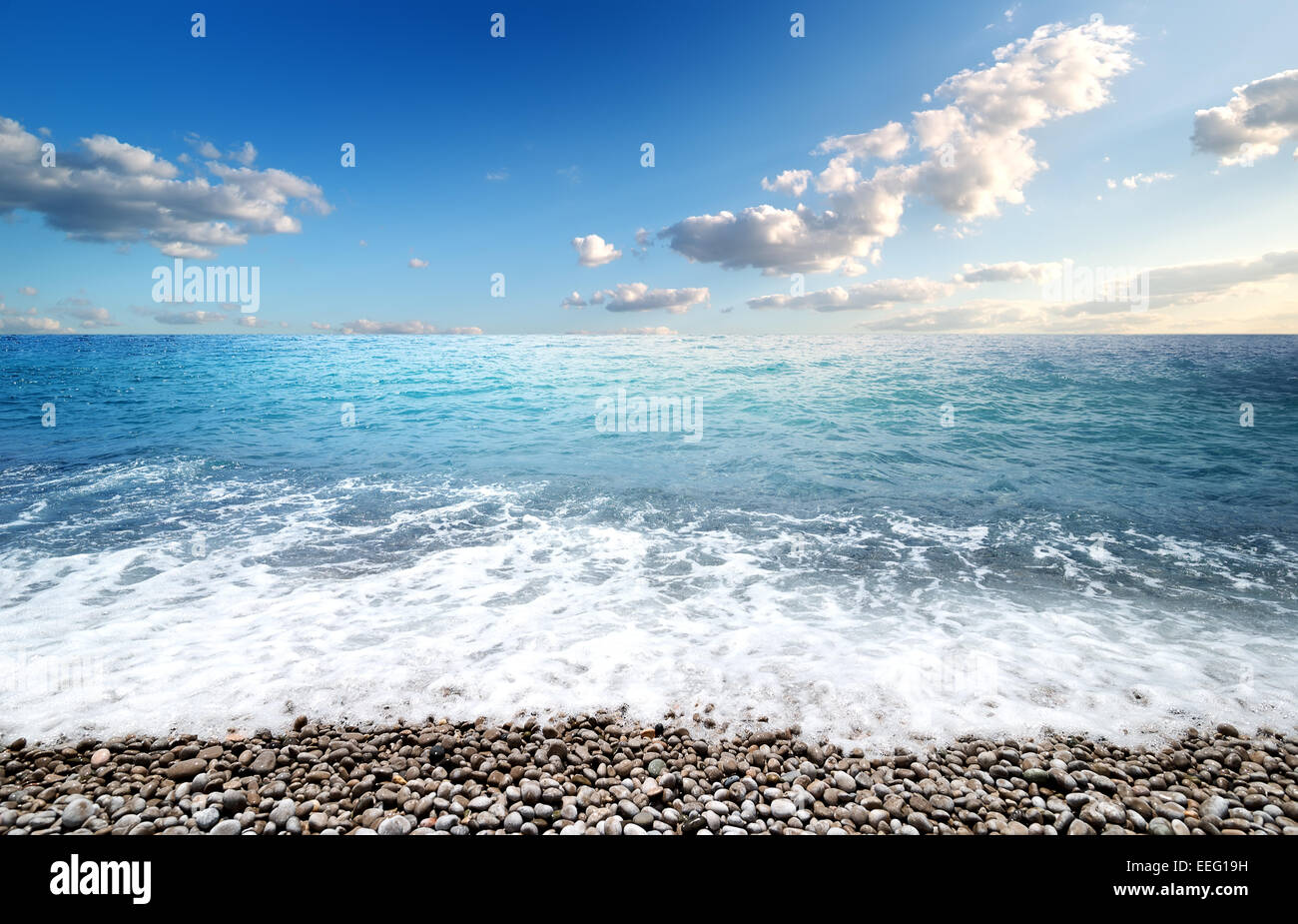 Pebble beach sea view hi-res stock photography and images - Alamy