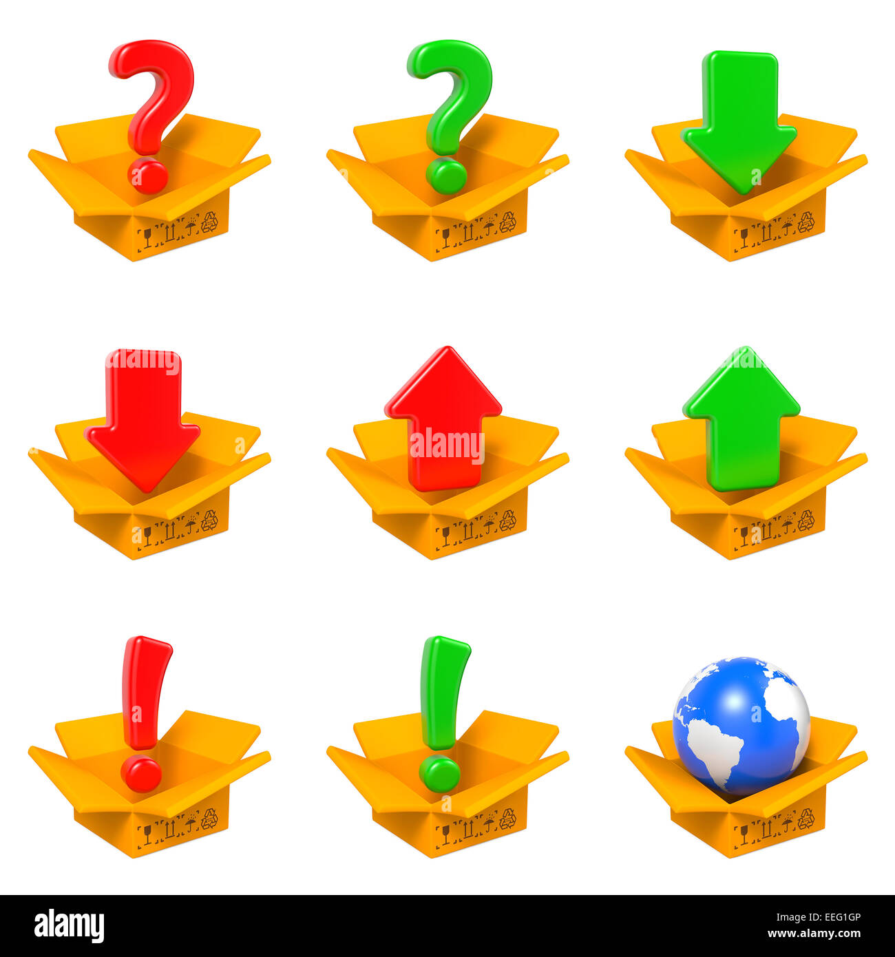 Cartoon Box with Question Mark. Isolated on White Stock Photo - Alamy