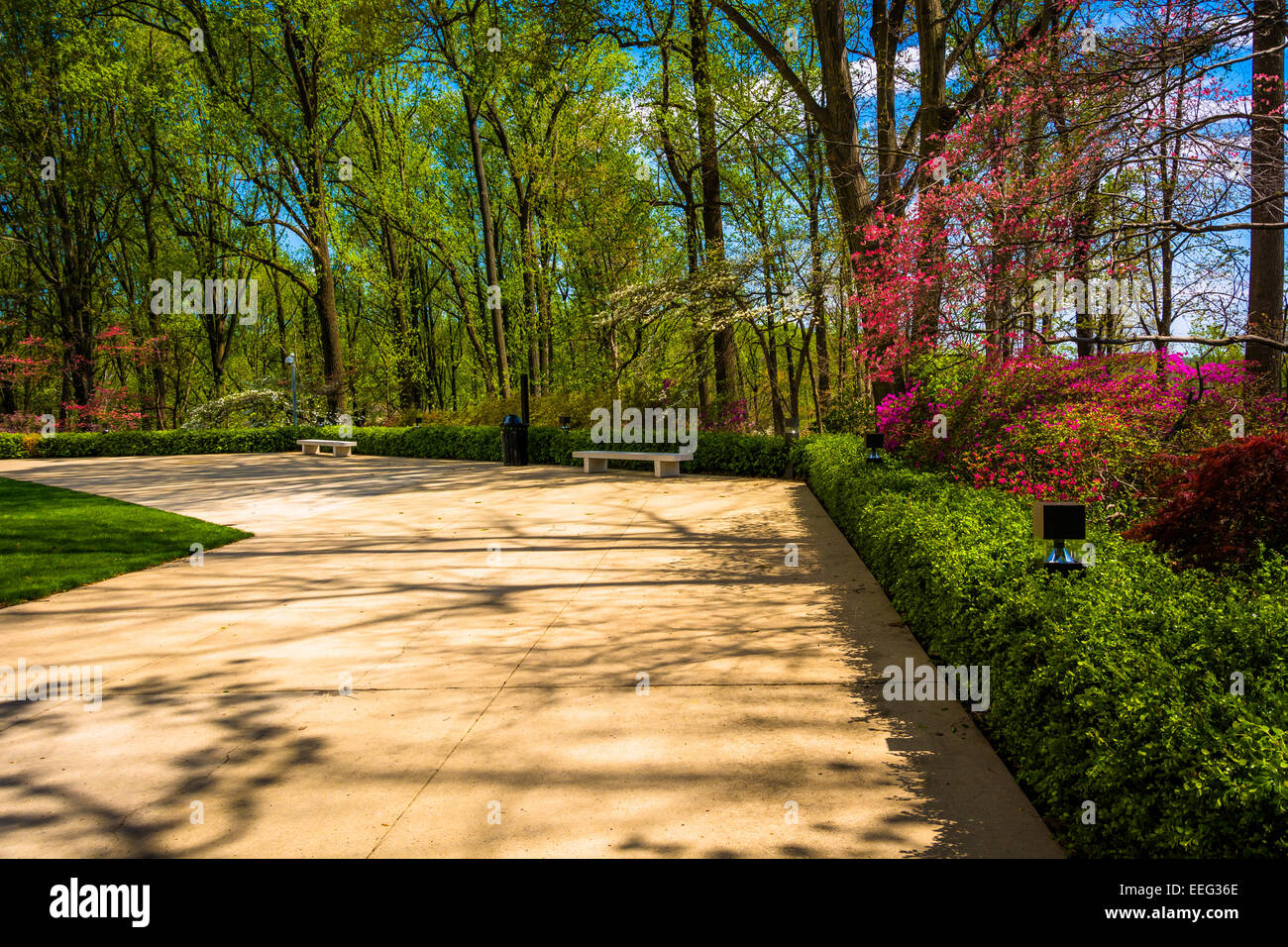 Path through gardens at the Washington DC Mormon Temple in Kensington ...