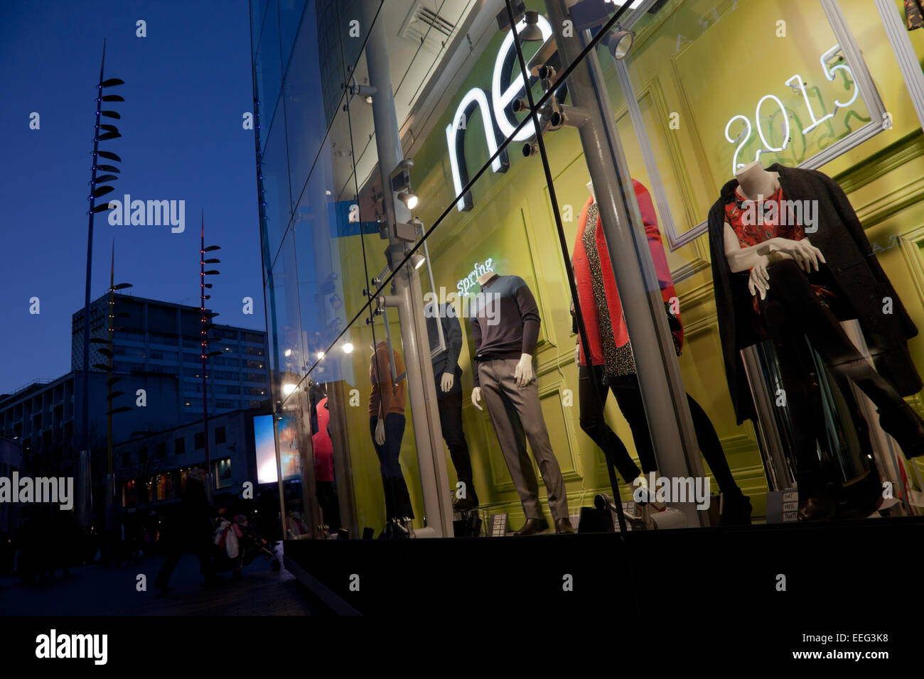 The NEXT retail store at night, Bullring, Birmingham UK Stock Photo - Alamy