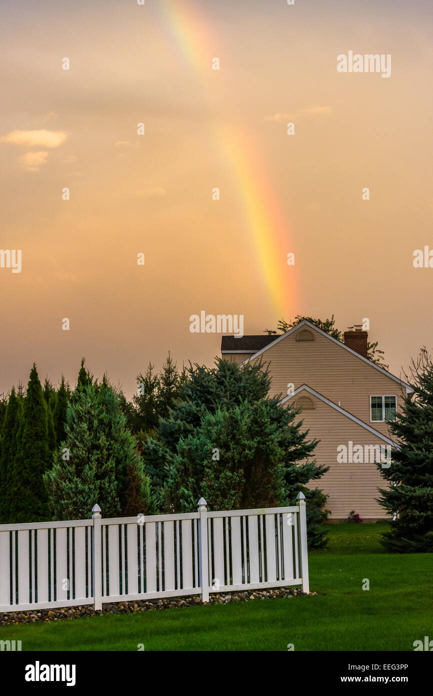 Rainbow over a house in York County, Pennsylvania Stock Photo - Alamy